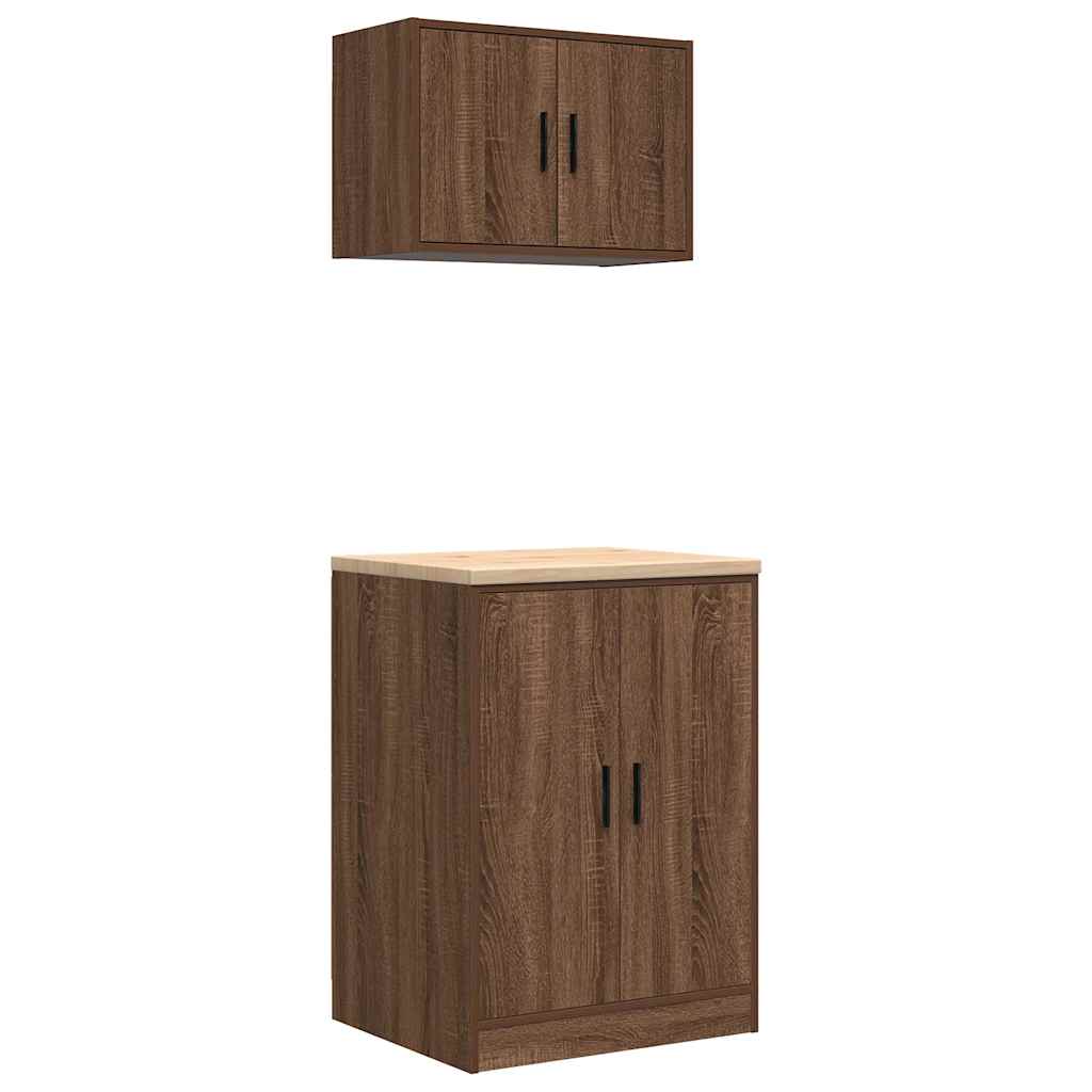 Meuble de rangement | Armoires de garage 2 pcs chêne marron bois d ...