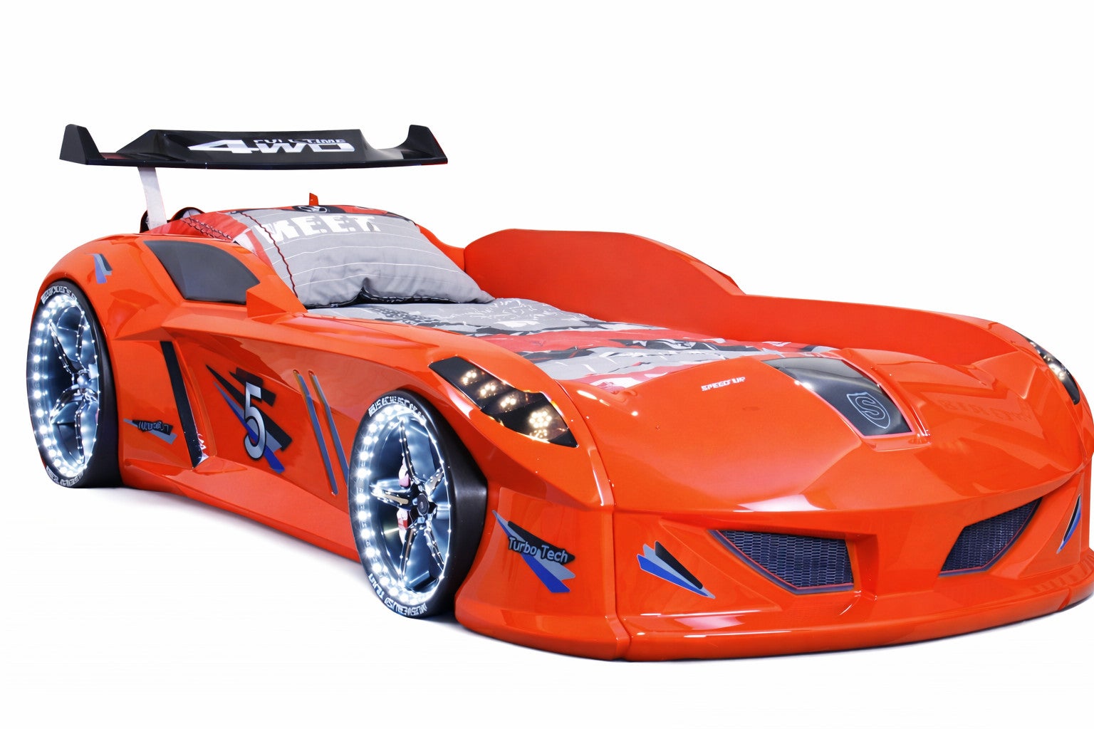 Cama coche FÓRMULA 1 con LED y efectos sonoros – 90 x 190 cm-Color Rojo ...