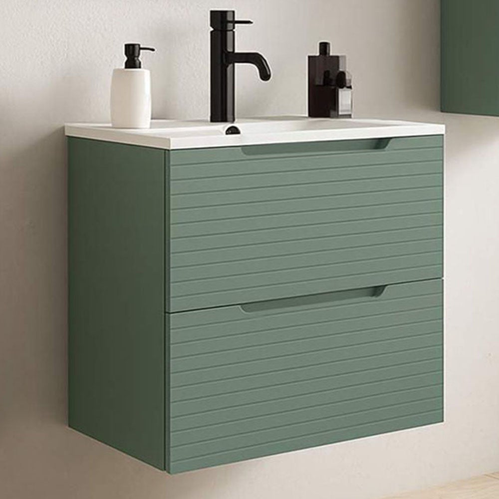 Kibath Mueble de baño con Lavabo, mod. BOREAL 60x45 cm acabado Verde ...