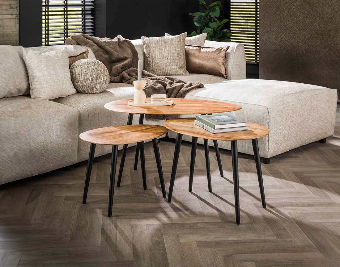 Kota - lot de 3 tables basses - bois massif d'acacia | Leroy Merlin