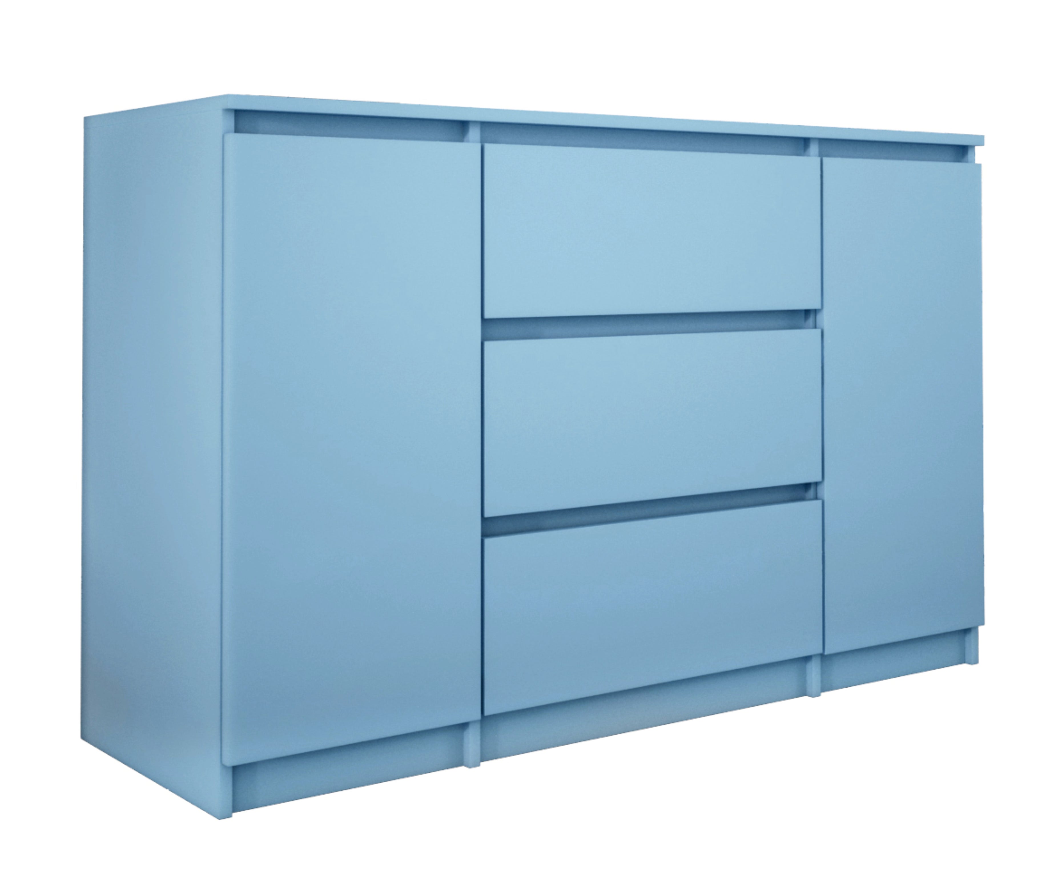 Commode 2 portes 3 tiroirs, 120 x 78 x 39 cm, couleur: bleu | Leroy Merlin