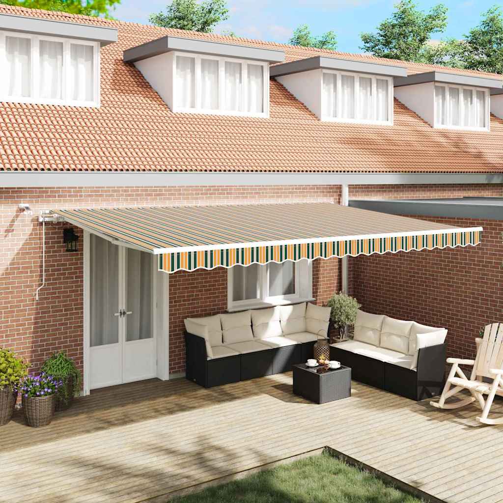 Toldo retráctil, verde y amarillo, 500 x 300 cm | Leroy Merlin