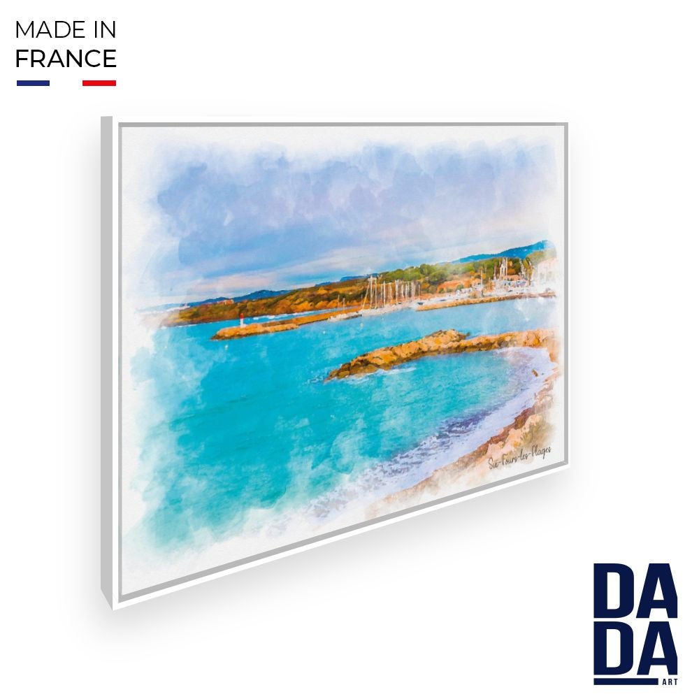 Tableau Côte de Six-fours-les-plages / 45x60cm / Cadre Blanc / Fabriqué ...