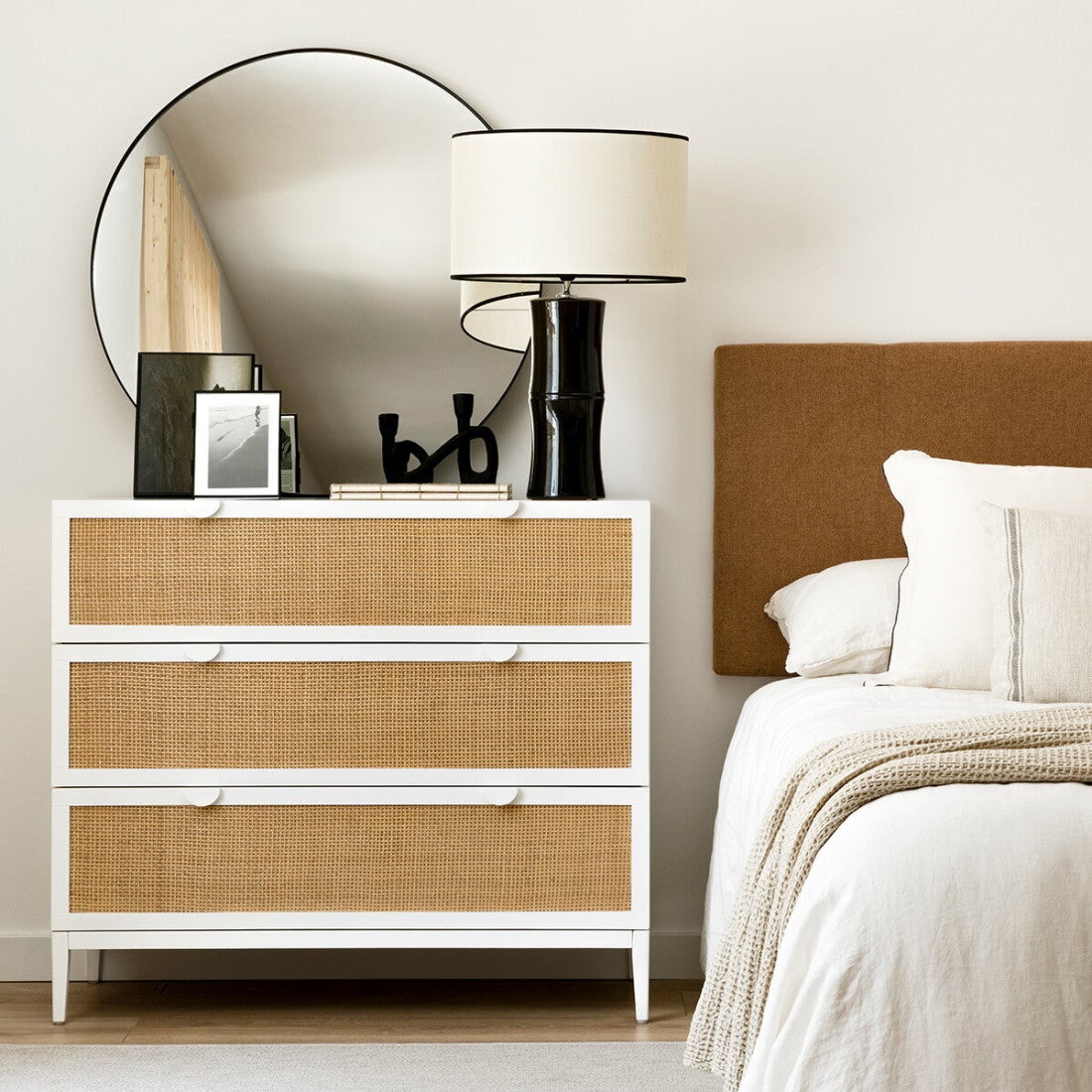Cómoda dm - ratán natural - blanco 100 x 87 cm | Leroy Merlin