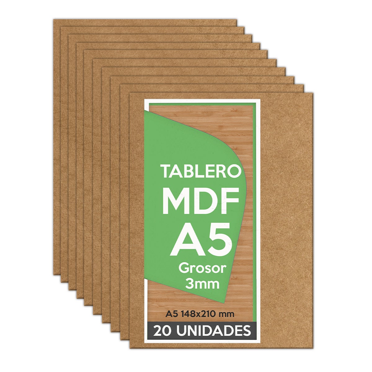 Tablero Madera DM (MDF) A5 148x210 x 3mm (20 paneles) - Bricolaje ...