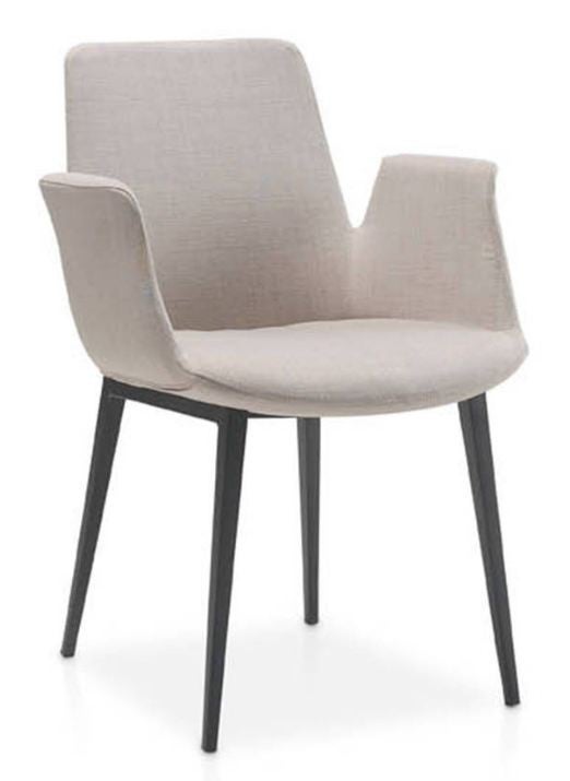 Chaise avec accoudoirs tissu et pieds acier noir Kanawa - Lot de 2 ...