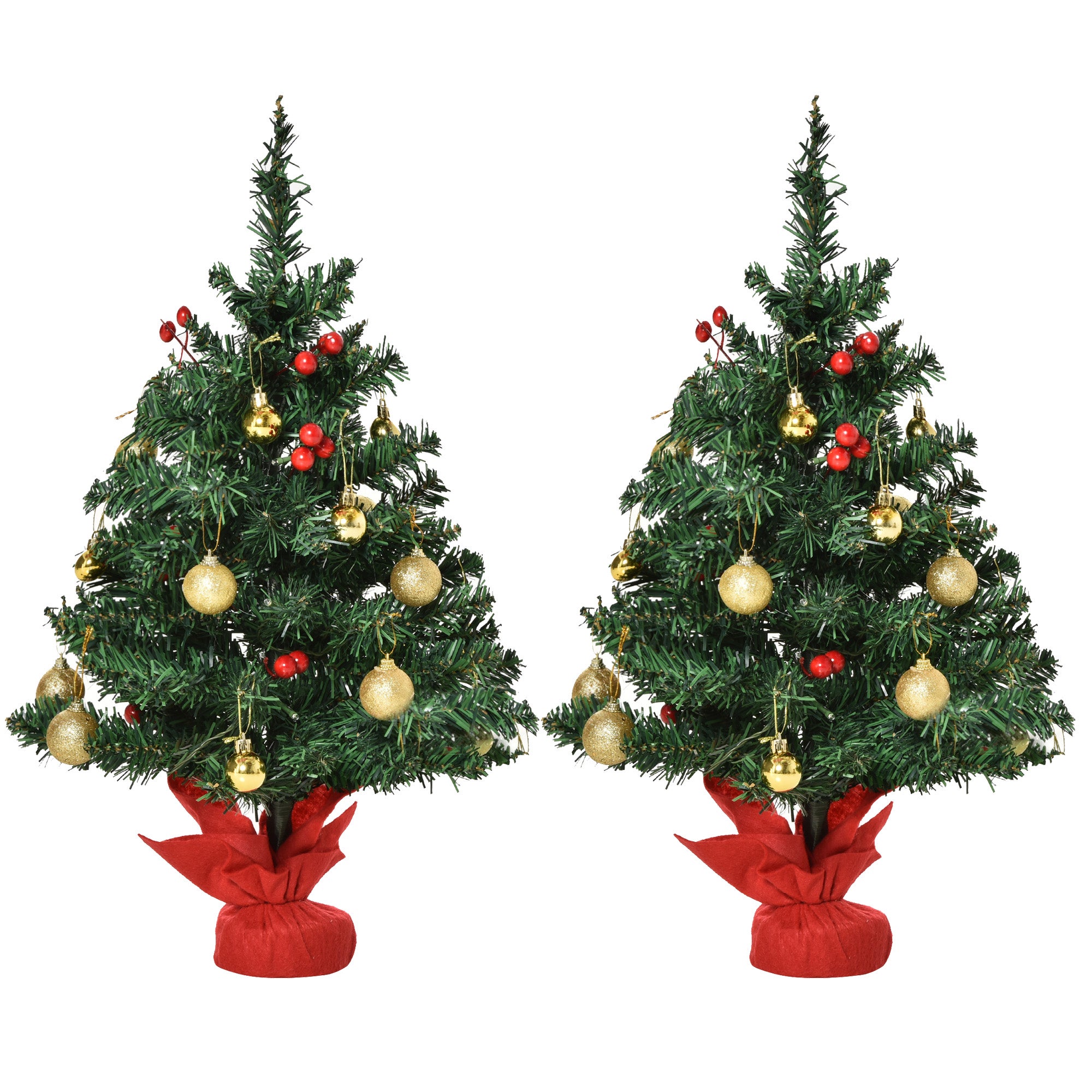 HOMCOM Set 2 Alberi di Natale Ø40x60 cm con 15 Luci a LED e 73 Rami con ...