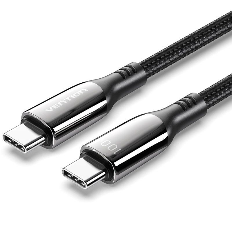 Cable USB 2.0 Tipo-C 5A 100W Vention CTKBAV/ USB Tipo-C Macho - USB Tipo-C Macho/ 1.2m/ Negro ...