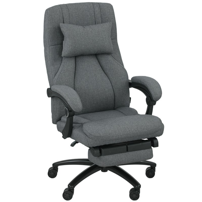 Fauteuil bureau massage gris foncé, interface USB, roues pivotantes ...