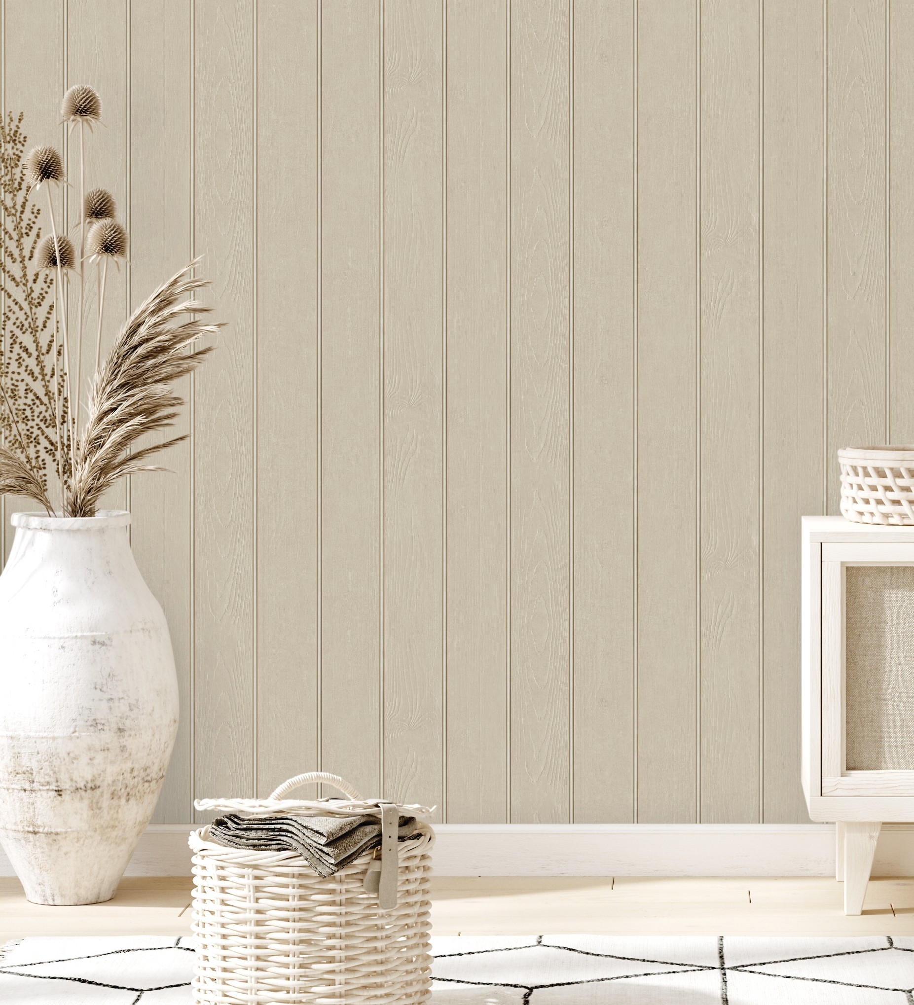 Muestra DIN A4 de Papel pintado imitación madera color beige con efecto ...