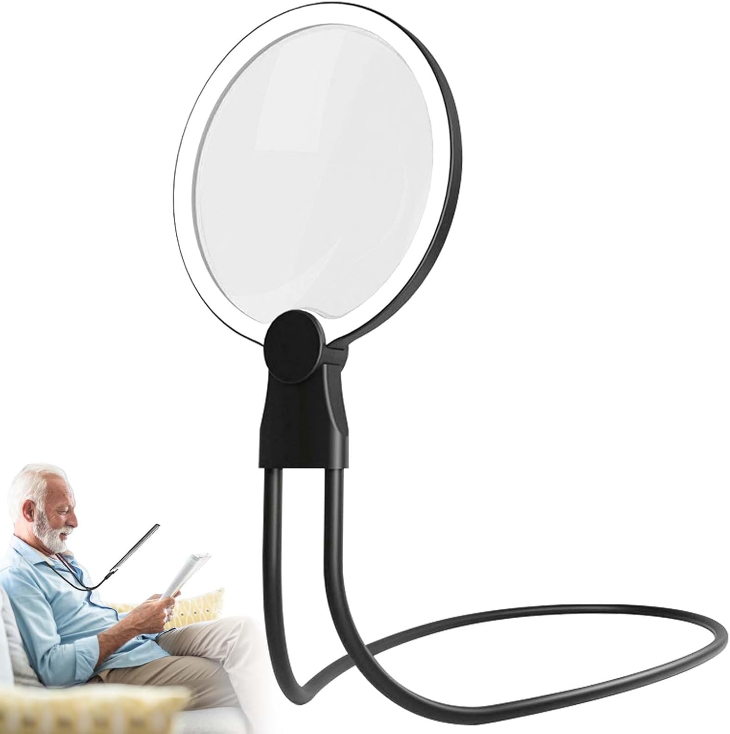 Loupe de lecture avec éclairage, 24 LED, chargement USB et col de cygne flexible, loupe de ...
