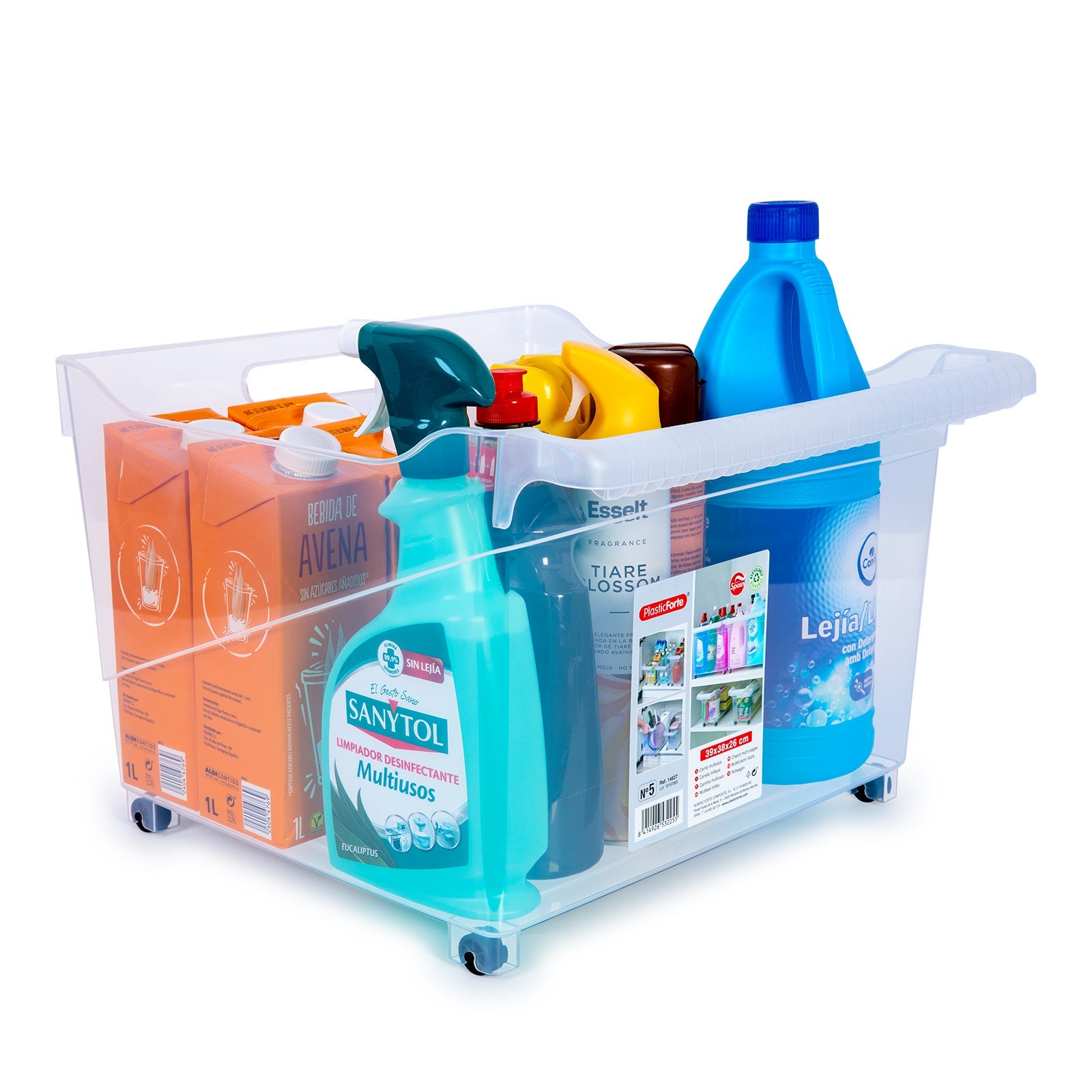 Plastic Forte - Cesta Organizadora con Ruedas Nº 5. Ideal Bajo Fregadero. Trasparente | Leroy Merlin