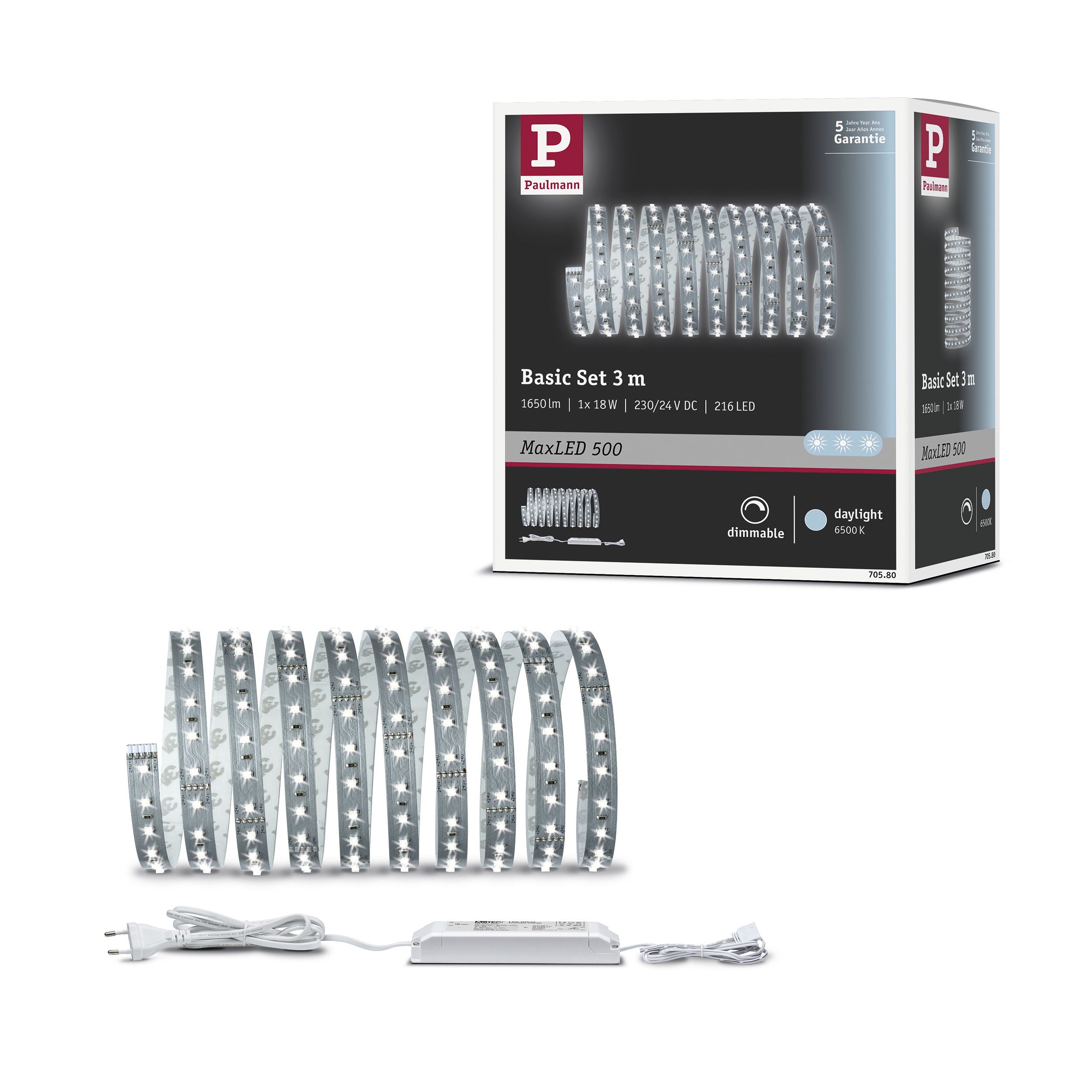 MaxLED 500 Strip LED Kit de base 3m blanc lumière du jour 18W 550lm/m ...