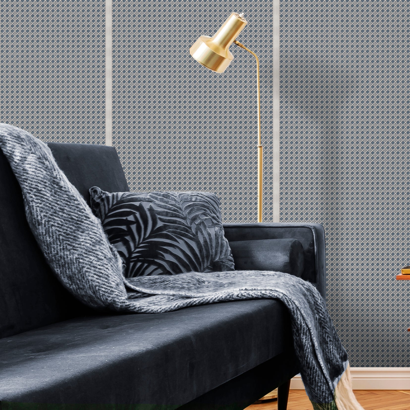 Papel pintado TNT panel de ratan Borneo azul | Leroy Merlin