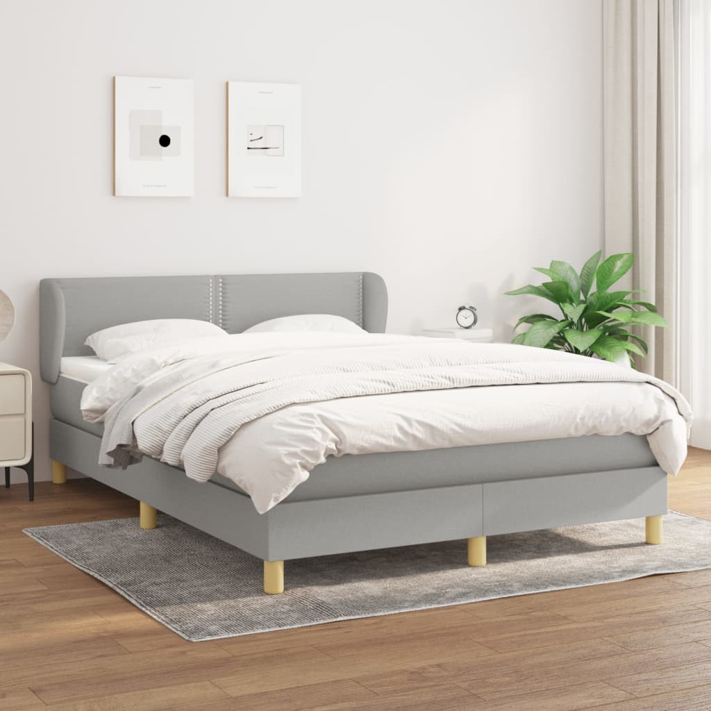 Lit à sommier tapissier avec matelas Gris clair 140x190cm Tissu | Leroy ...