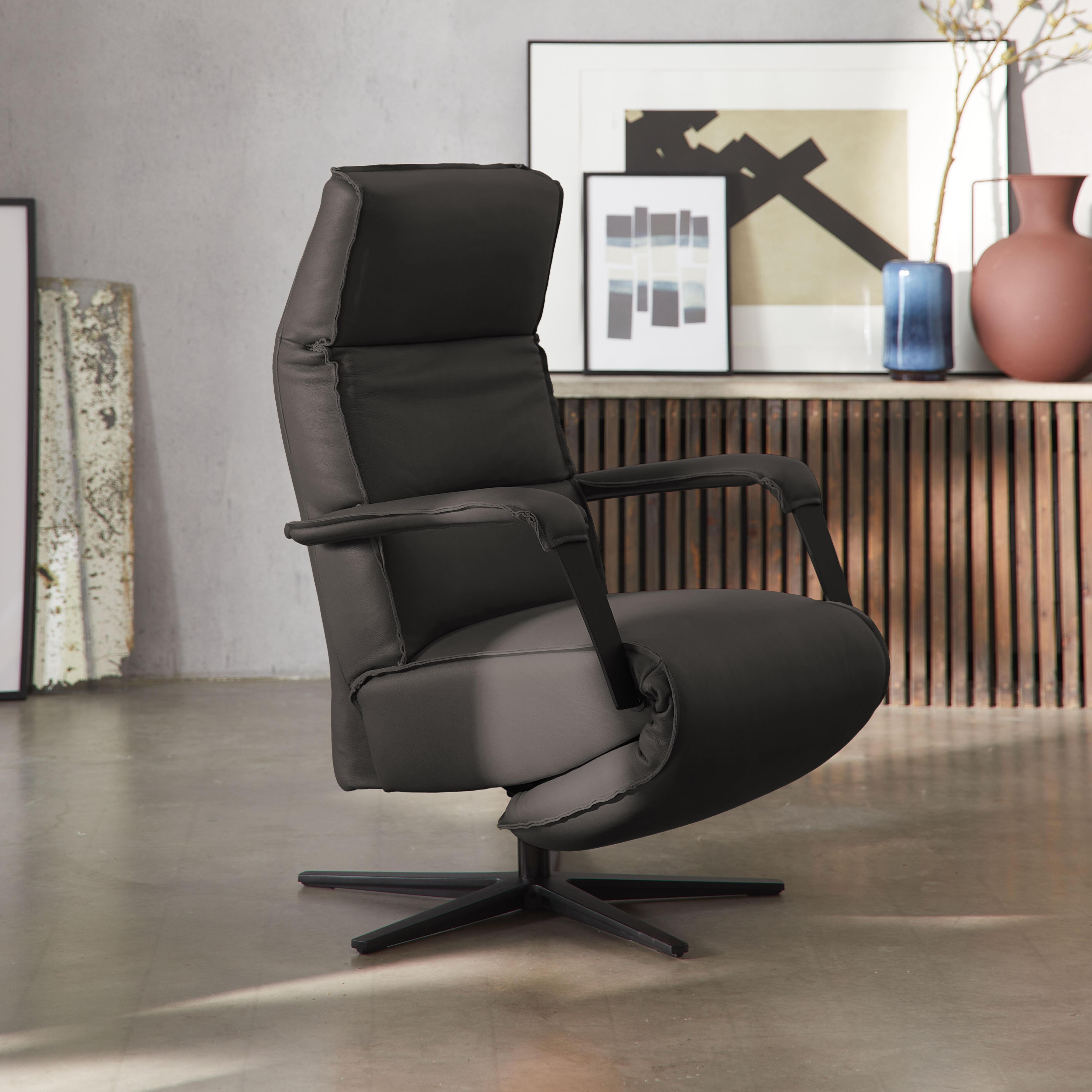 Fauteuil de relaxation électrique en cuir noir | Leroy Merlin