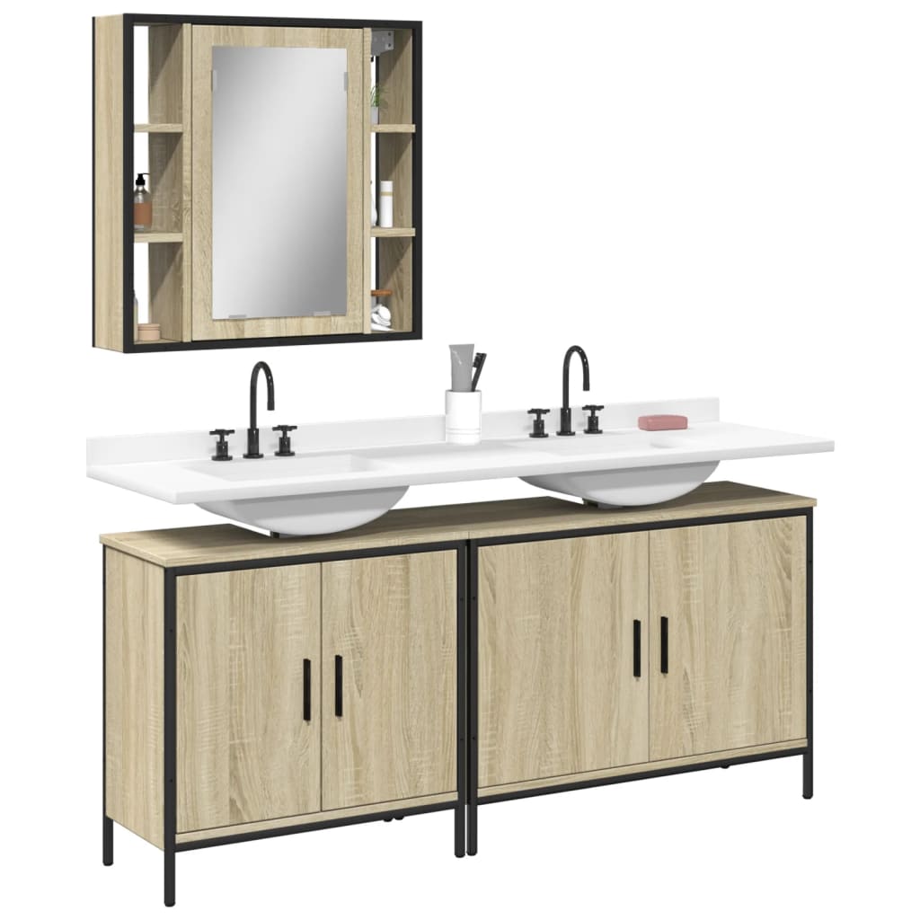 Maison Exclusive - Set di Mobili da Bagno 3 pz Rovere Sonoma in Legno ...
