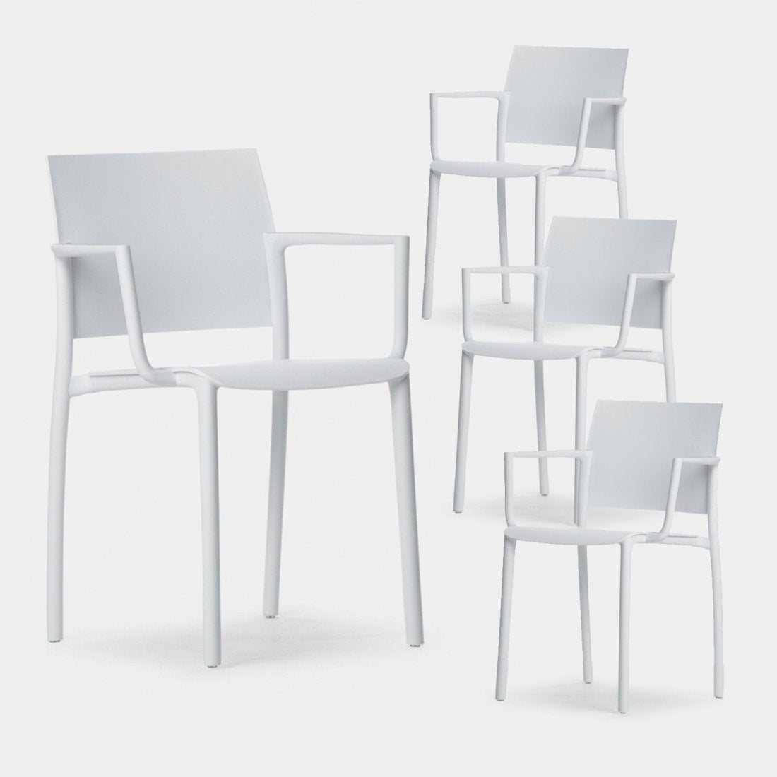 Pack 4 chaises avec accoudoirs en polypropylène blanc Jeven | Leroy Merlin