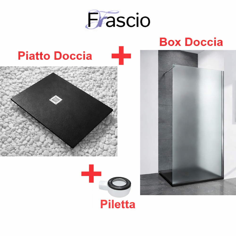 Receveur de douche 100x125 cm Vulcano Line Couleur noire + Paroi de ...