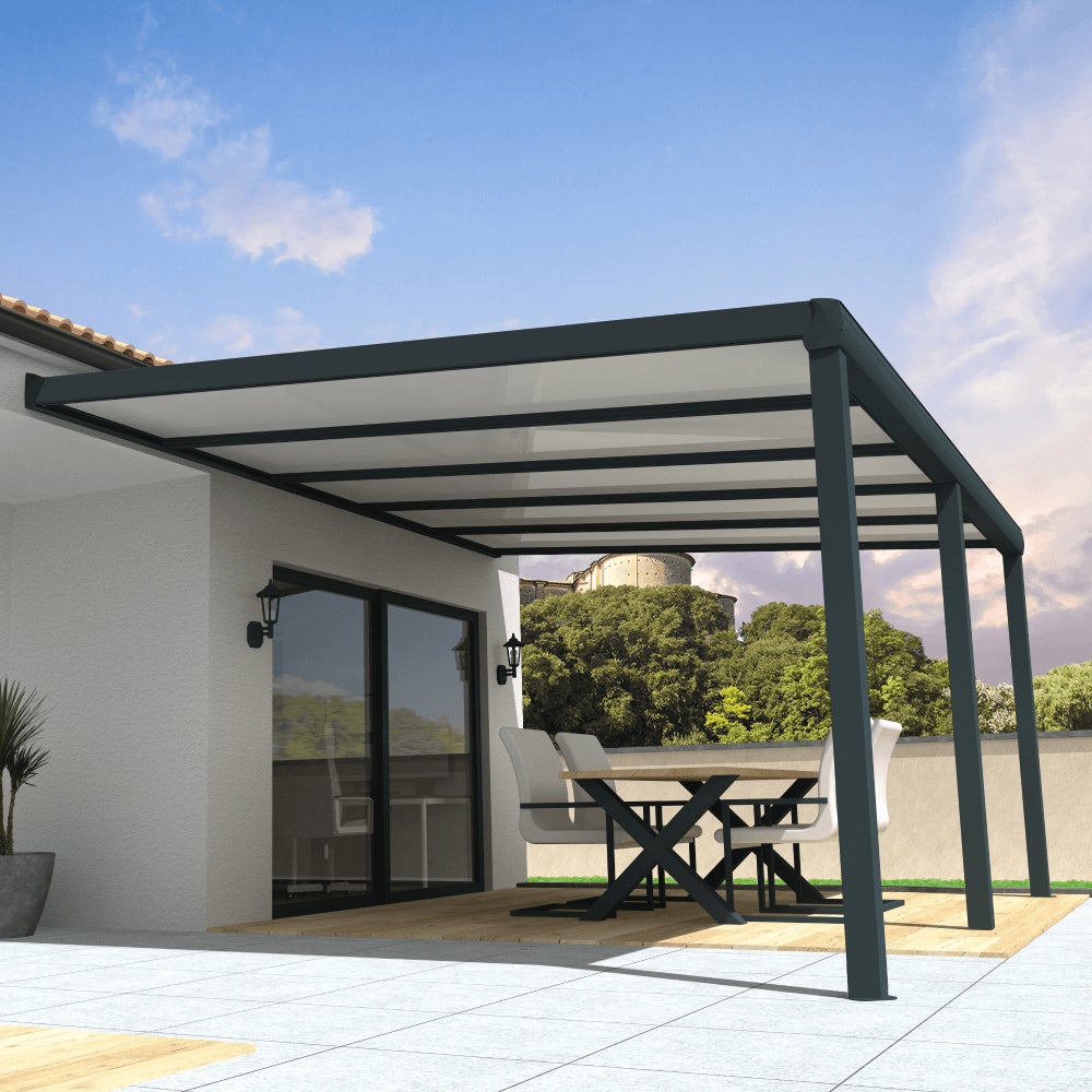 Pergola isotoit® CLASSIC Gris anthracite 7,41x3,50m + LED 3 cotés ...