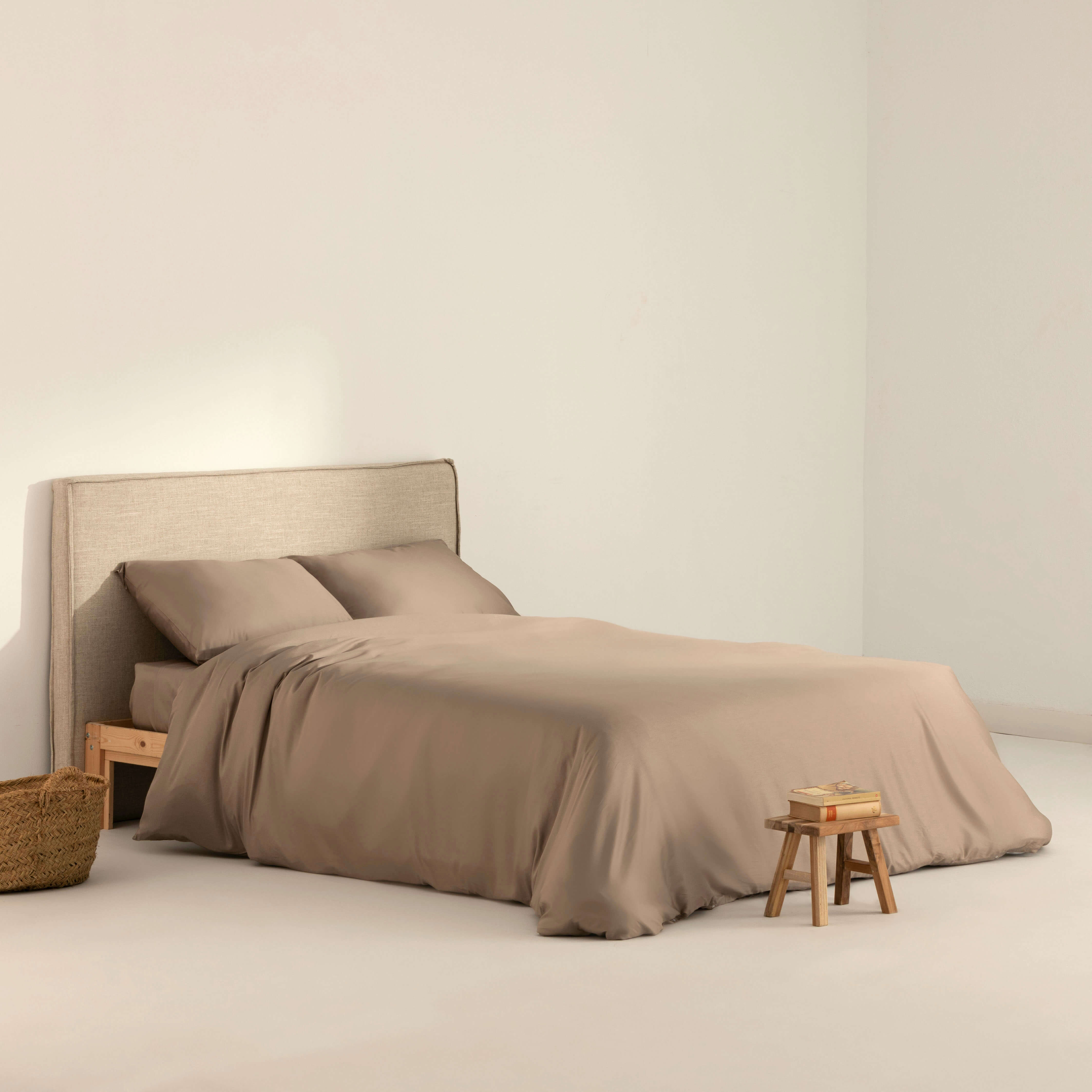 Housse de couette en satin 300 fils Greige - 260x240 cm | Leroy Merlin