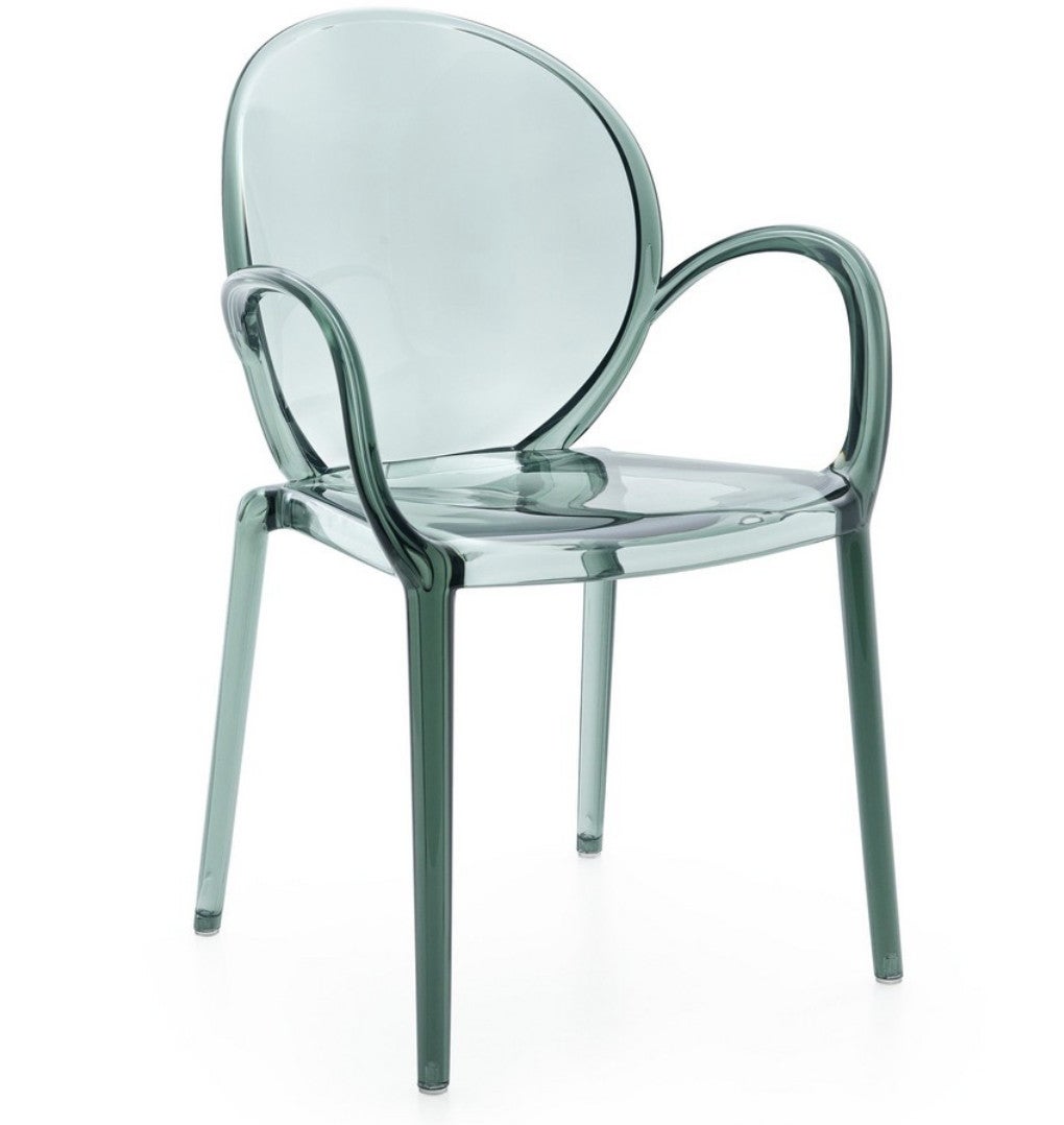 Lot de 4 chaises transparentes avec accoudoirs Kamila --Couleur Vert ...