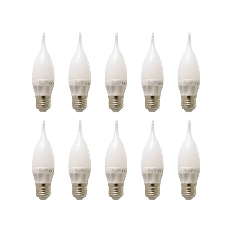 Lotto di 10 lampadine LED E27 Flame C30 5W 400lm 270° - Bianco Naturale 4000K | Leroy Merlin