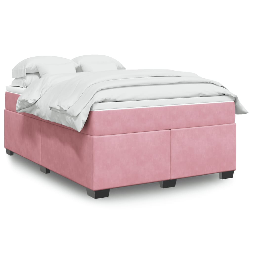 Cama box spring con colchón terciopelo rosa 140x200 cm | Leroy Merlin