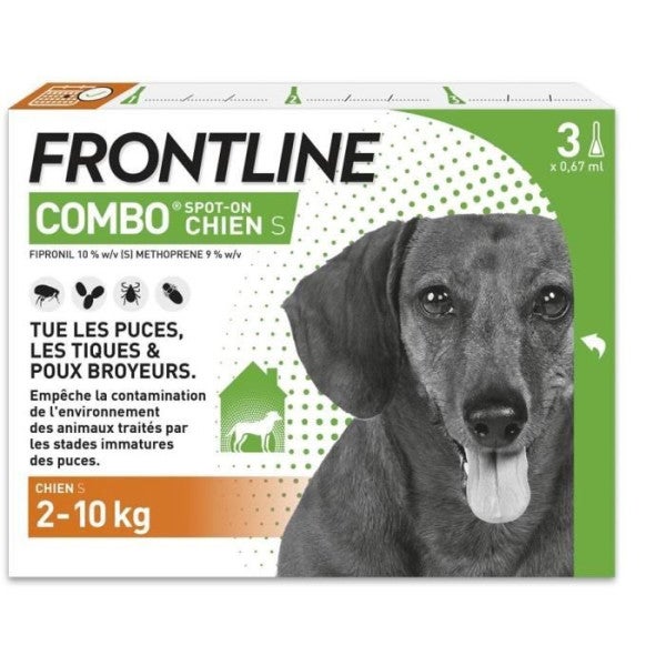 FRONTLINE 3 Pipettes antiparasitaires COMBO Chien - 2 a 10 kg - Puces ...