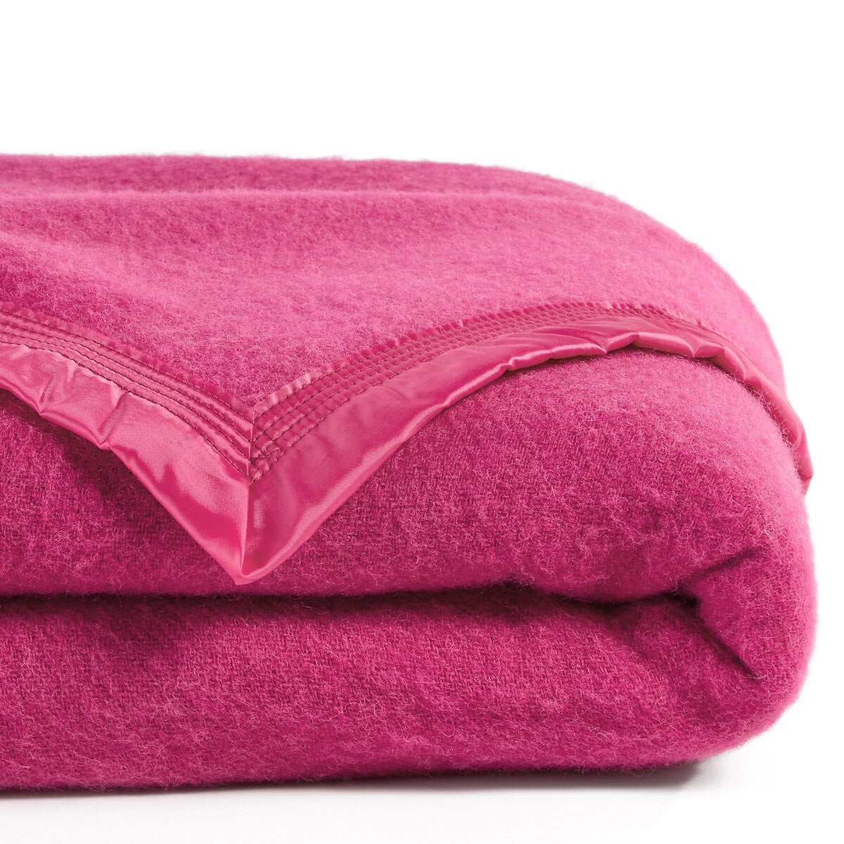 Couverture laine vierge Woolmark 600 g/m² - Rose groseille - 240 x 220 ...