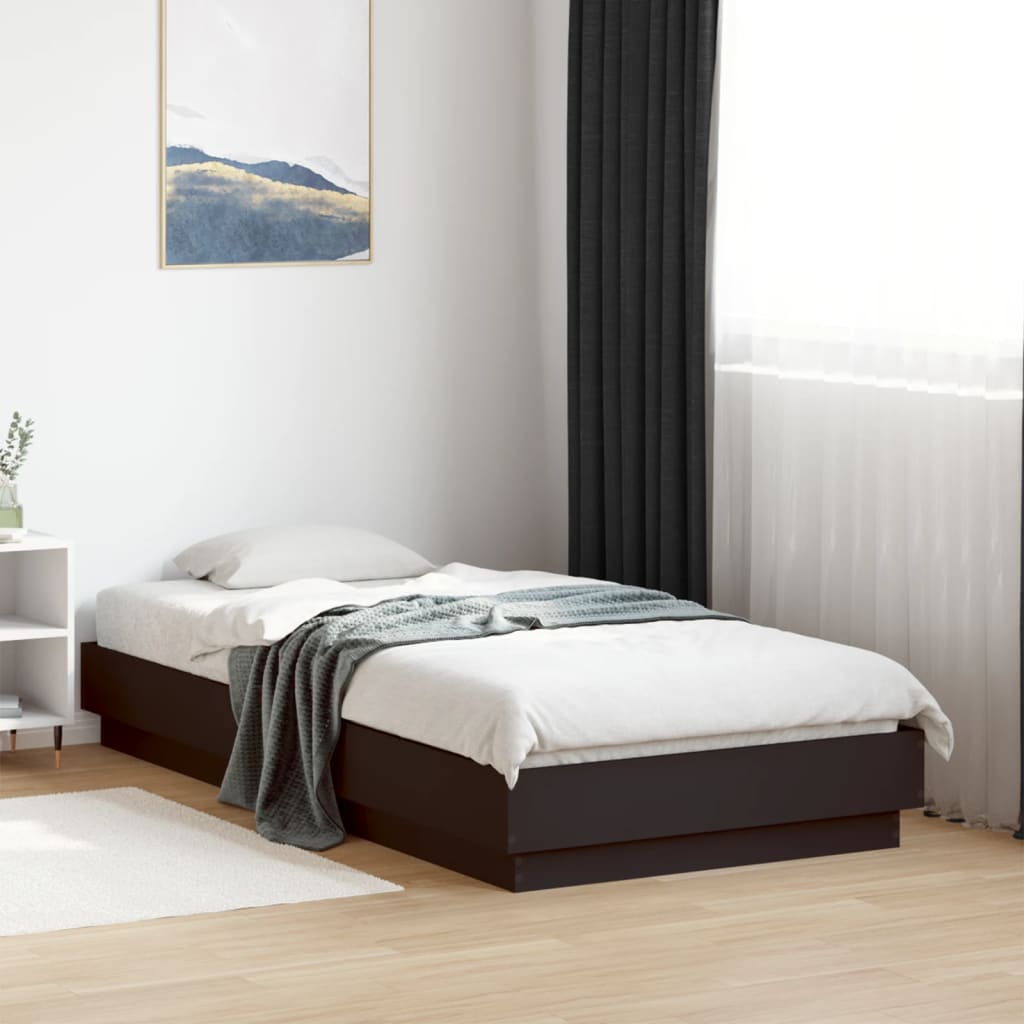 Estructura de cama negra de madera contrachapada 75x190 cm | Leroy Merlin