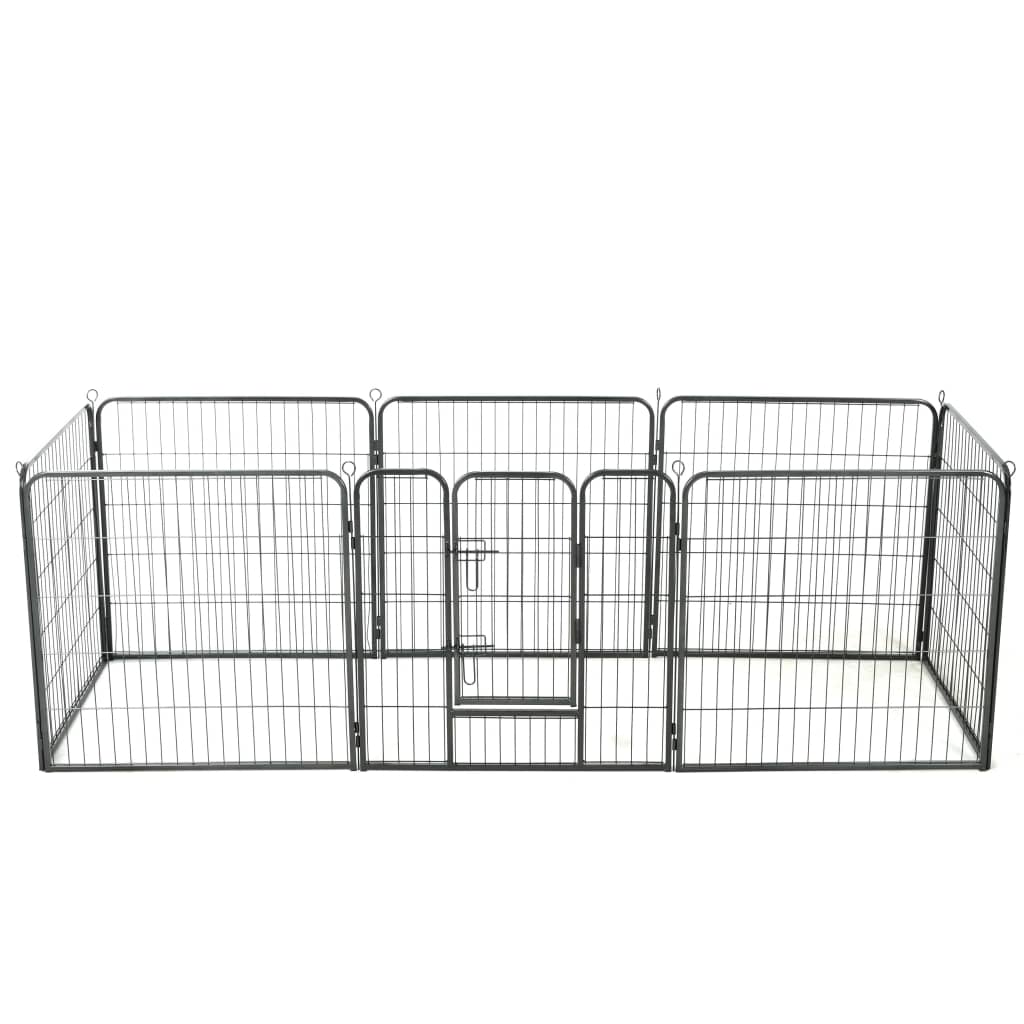 Corral para perros 8 paneles de acero 80x80 cm negro | Leroy Merlin