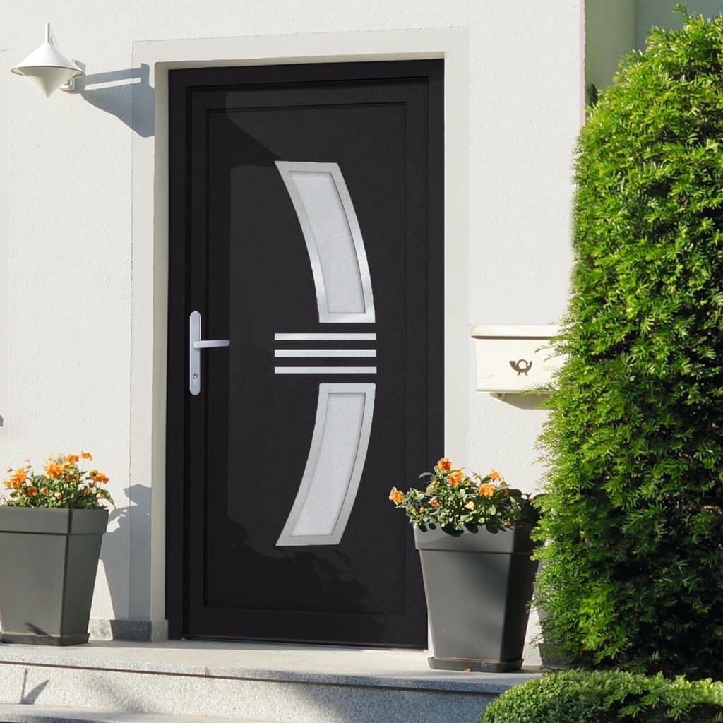 Porte d'entrée anthracite 88x200 cm PVC | Leroy Merlin