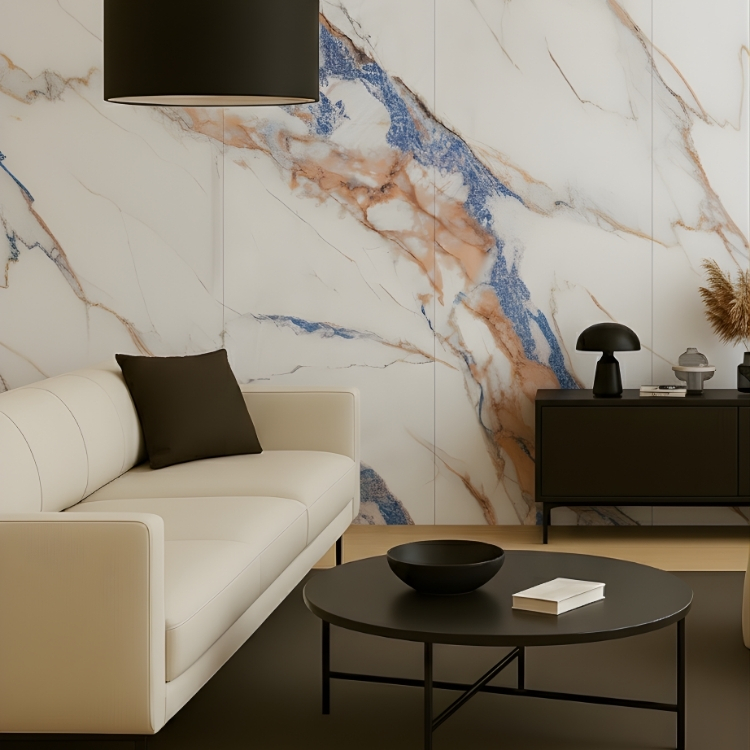 Panel Revestimiento Pared PVC Efecto Mármol Calacatta Blue 260x122x0.3 ...