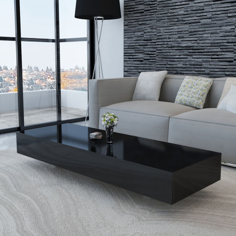 Mesa De Centro De Mdf Negra Con Brillo Leroy Merlin
