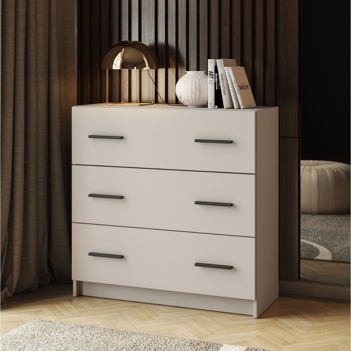 Cómoda New Aura 3 cajones beige 81x80x34,4 cm | Leroy Merlin
