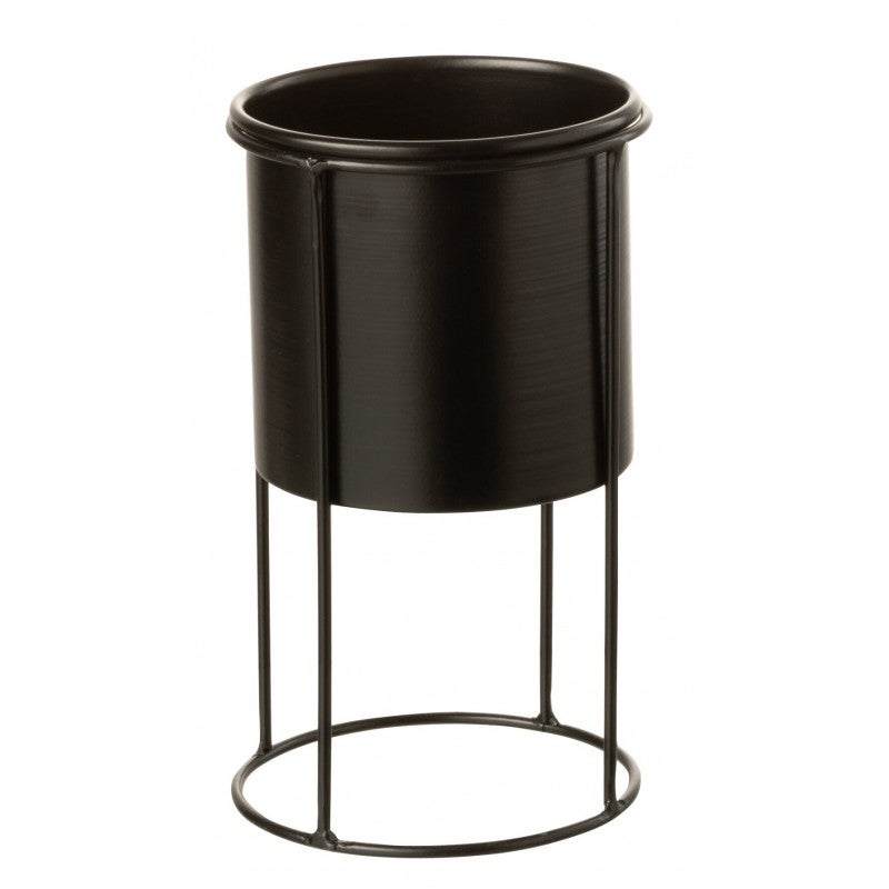 Cache-pot sur pied en métal Noir 11x11x19cm | Leroy Merlin