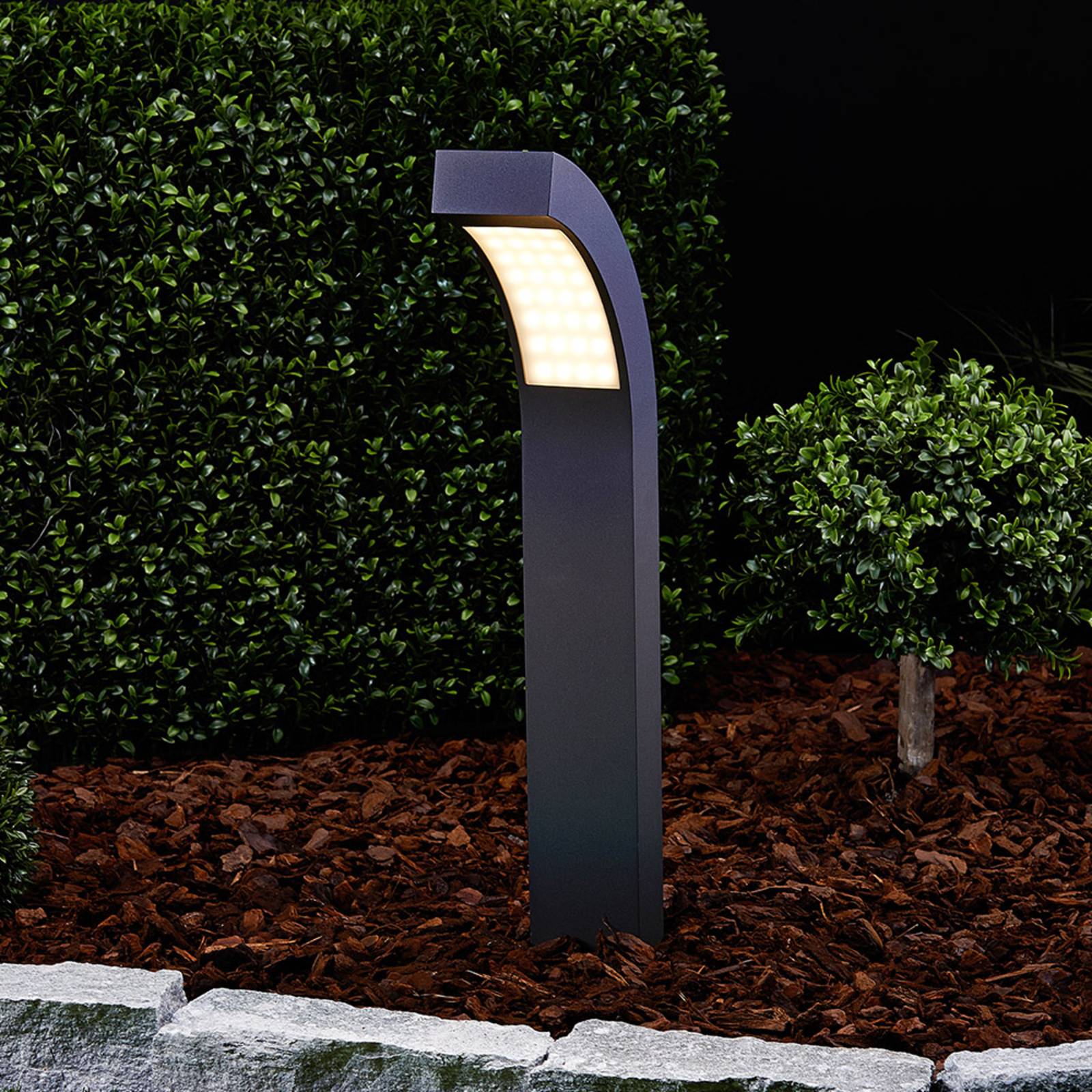 Baliza LED Lucande Lennik, 60 cm, antracita, metal, iluminación de ...