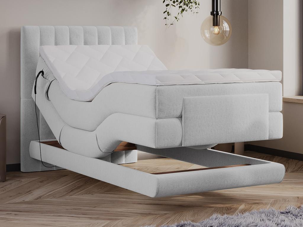 Ensemble complet boxspring tête de lit coutures verticales + sommiers relaxation électrique ...
