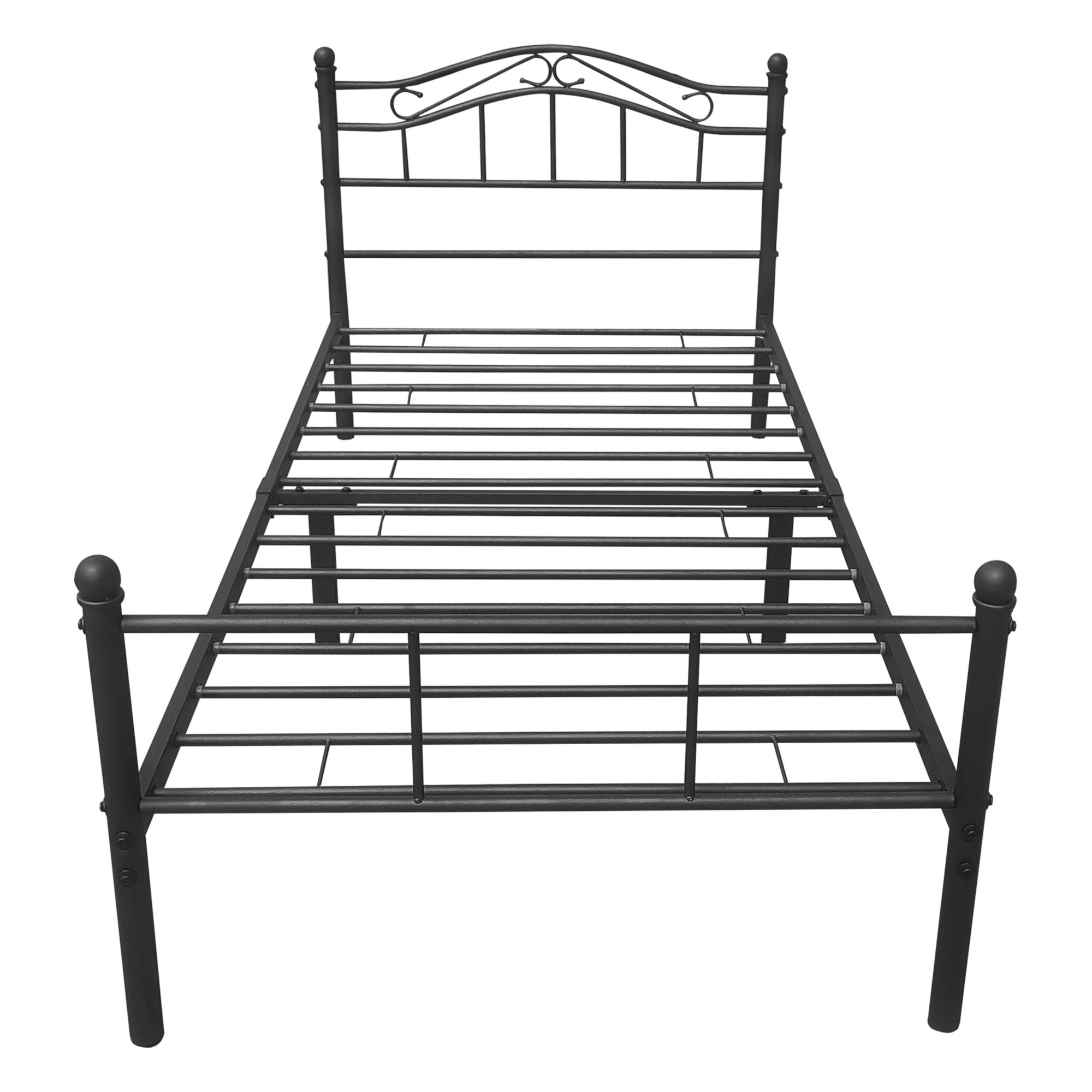 Lit simple en métal revêtu de poudre noir avec sommier métalliques 90 x ...