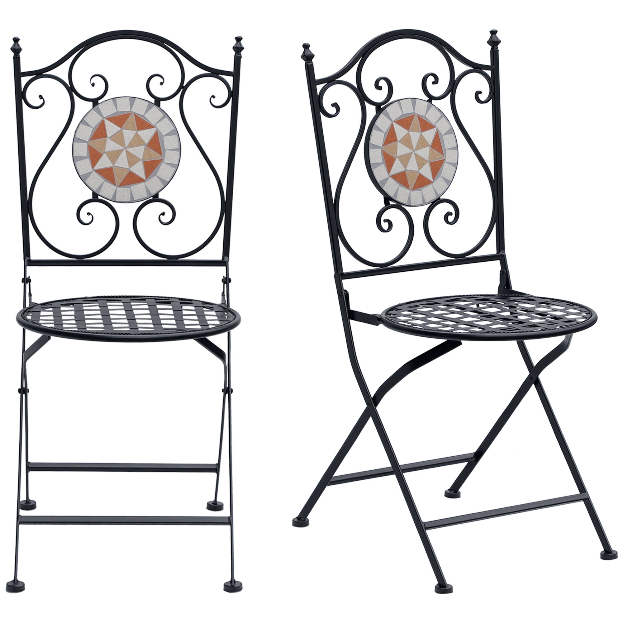 Lot 2 chaises jardin pliantes, siège bistrot mosaïque balcon terrasse ...