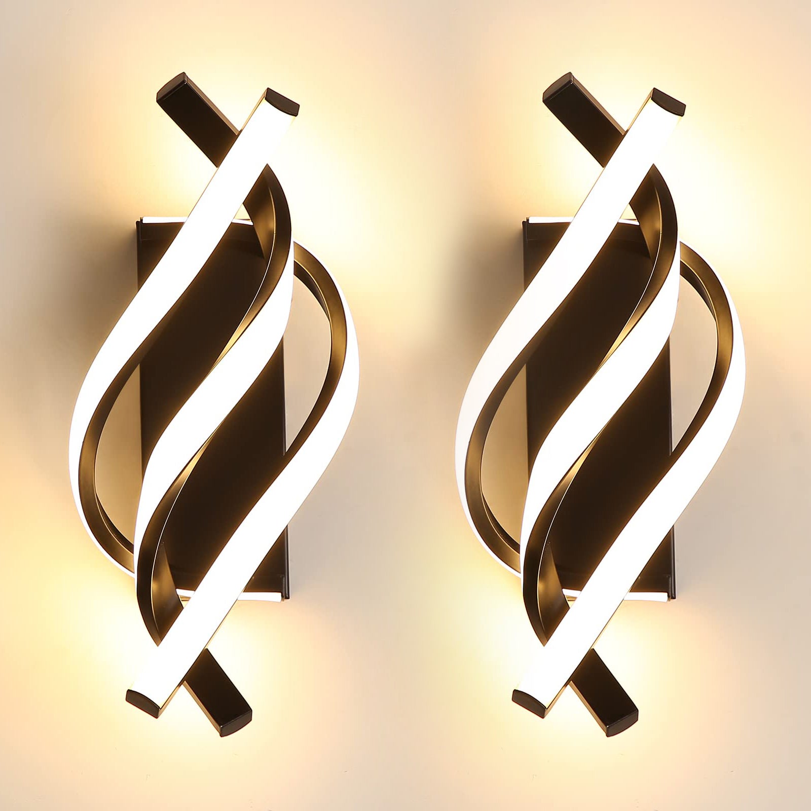 Pack de 4 appliques murales, lampes murales LED modernes en spirale ...