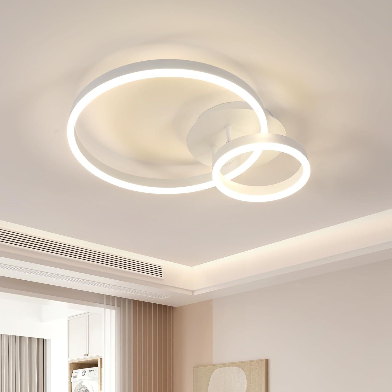 COMELY Plafonnier LED Moderne 36W Ø40+20CM, Luminaire Rond Blanc 4500K ...
