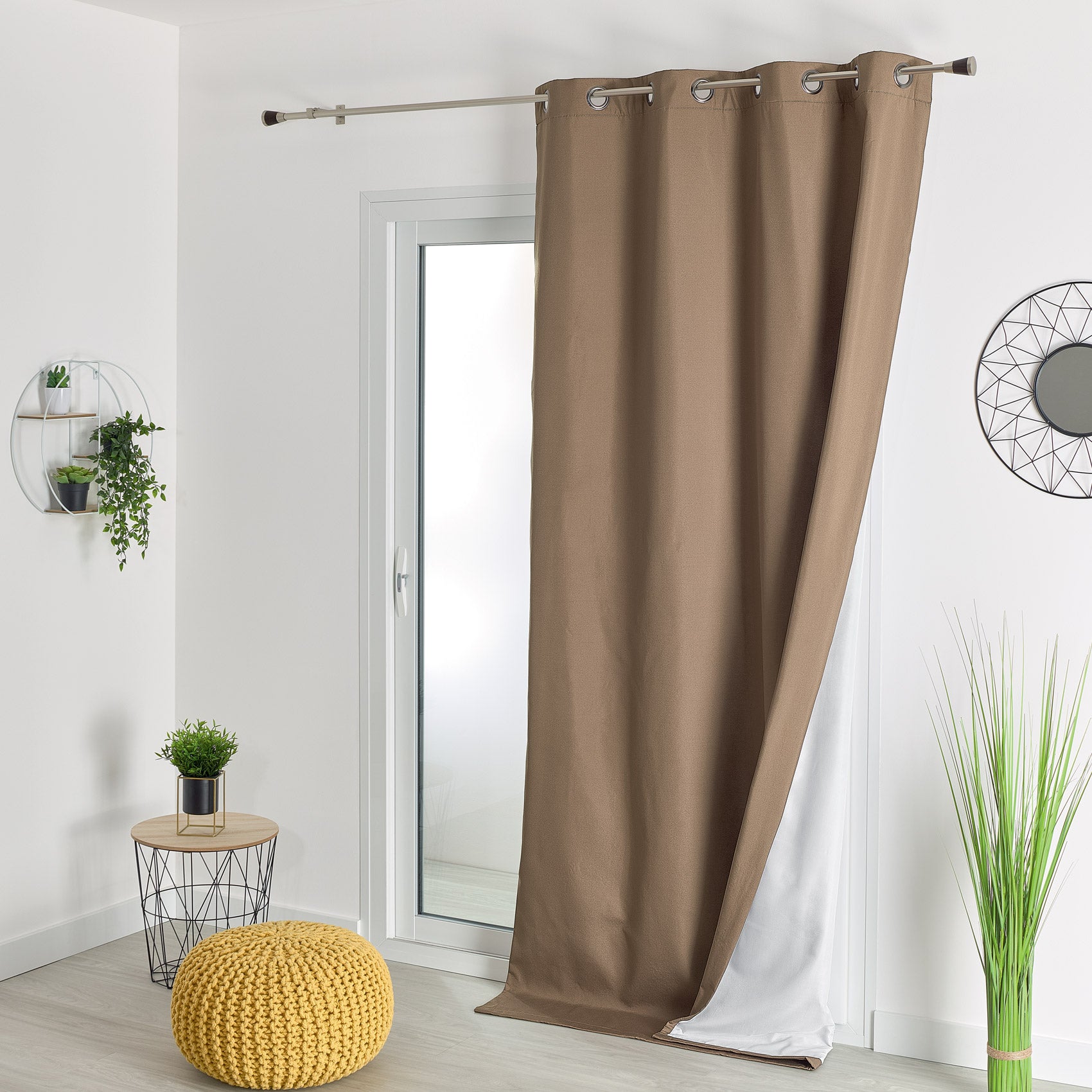 Rideau Isolant Thermique épais et ouatiné - Taupe - 140 x 260 cm ...
