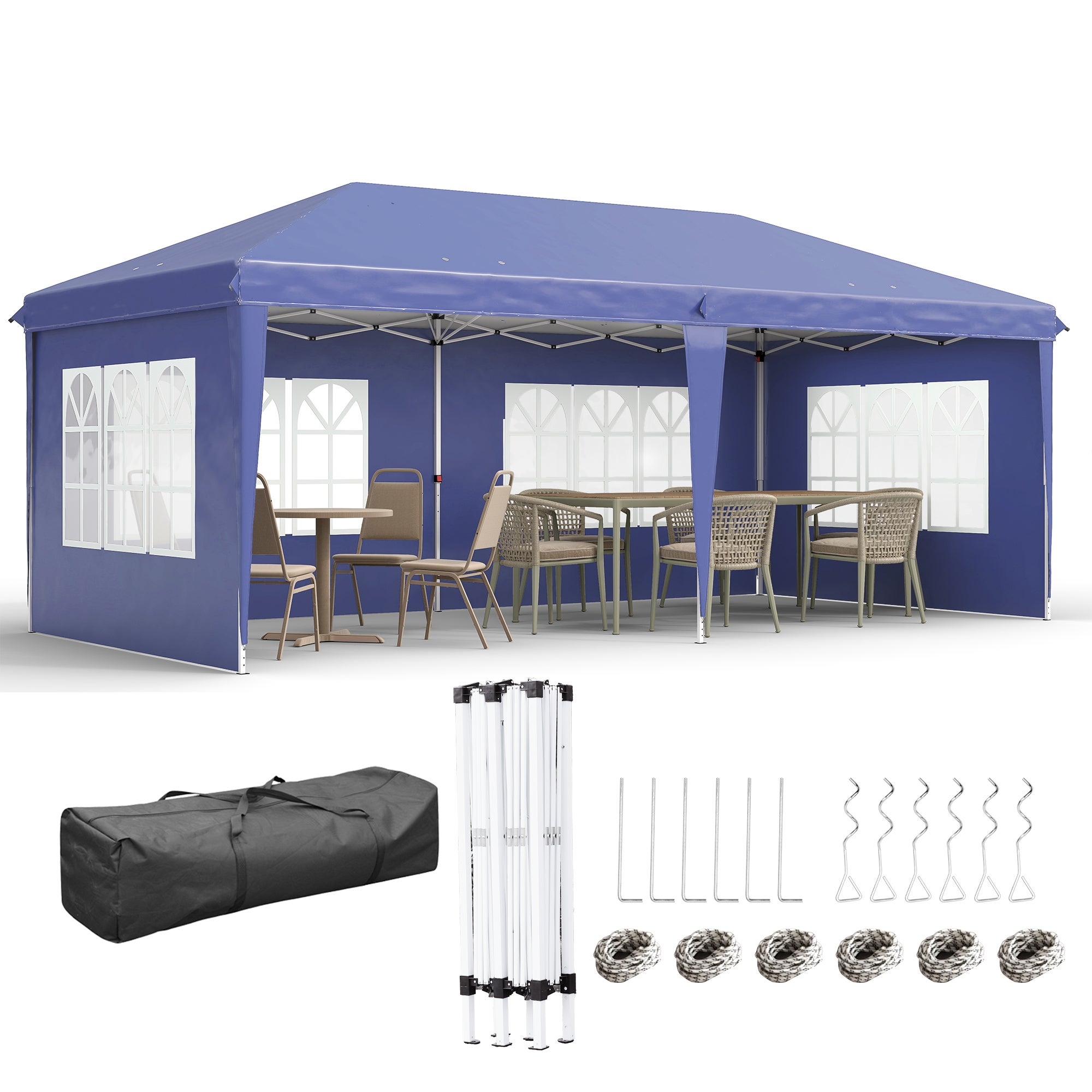 Tonnelle pop-up pliante - tente de réception - 3 x 6 m 3 cotés ...