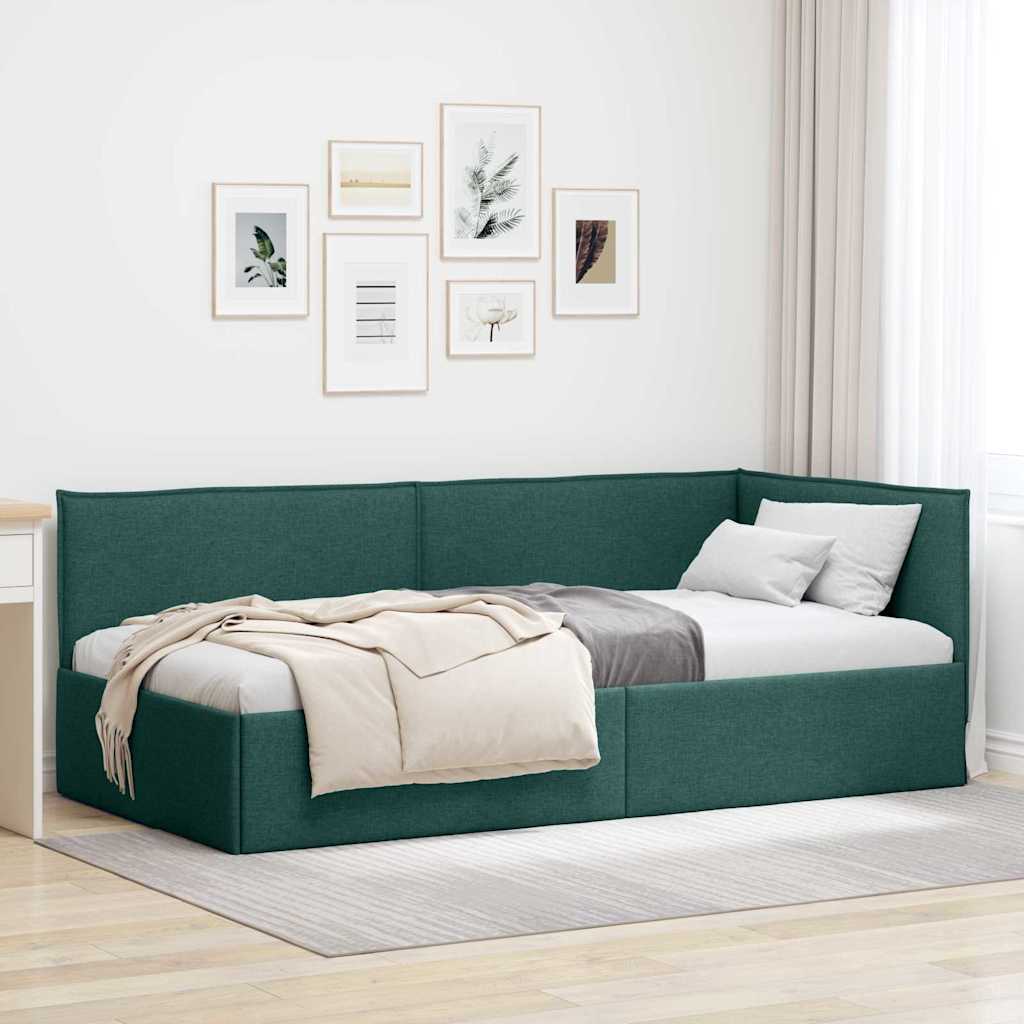 Cornice del letto ad angolo Verde Scuro 90 x 190 cm Velluto vidaXL ...