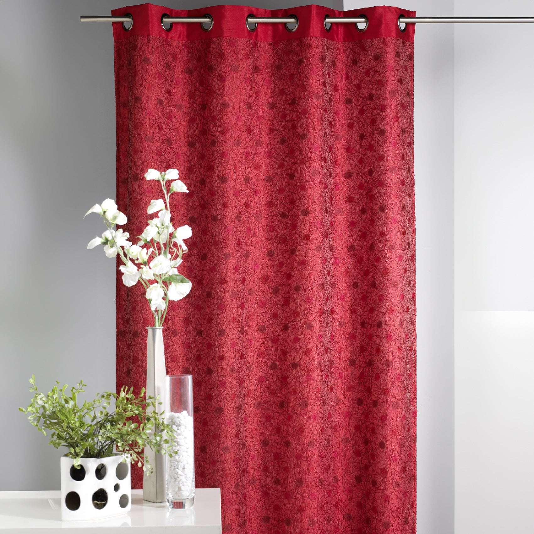 Rideau ameublement en Shantung doublé Fantaisie - Rouge - 130x250 cm ...