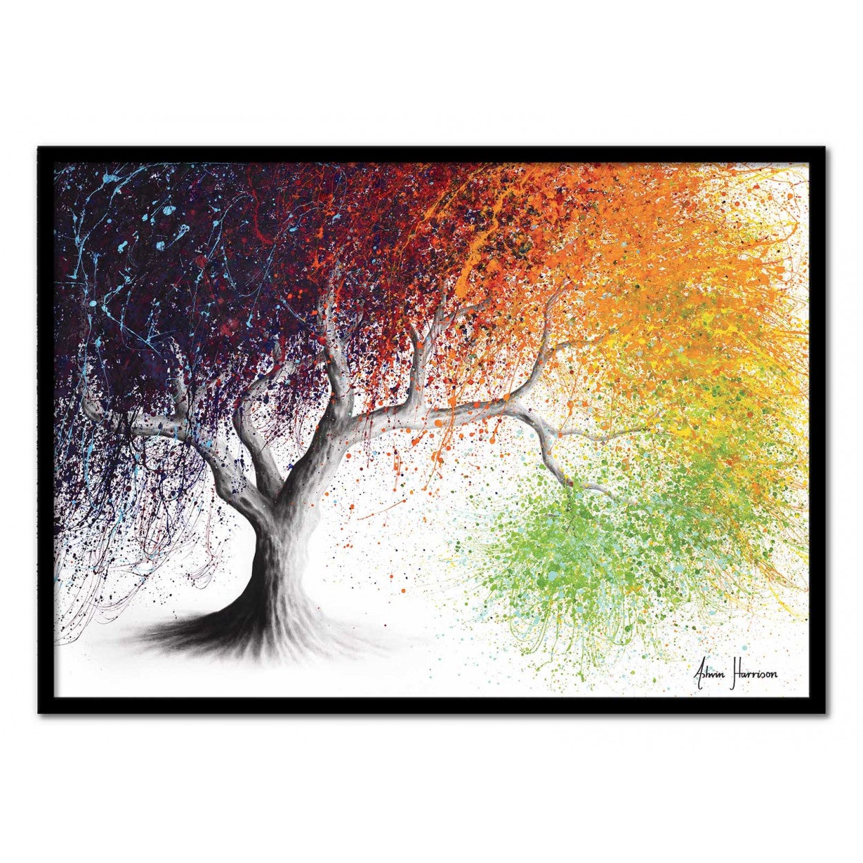 Art-Poster - Rainbow seasons tree - Ashvin Harrison - con marco negro ...