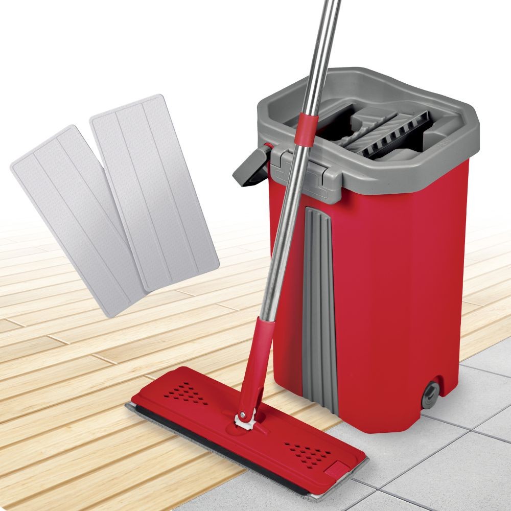 Balai serpillère raclette intégrée & seau essoreur Smart Mop Compact ...