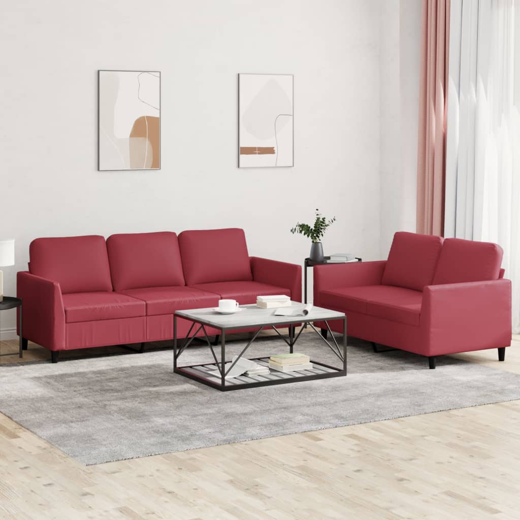 Ensemble de canapés 2 pcs，Sofa pour Salon，Banquette et coussins Rouge ...